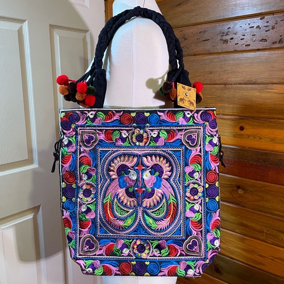 Handmade | Bags | Nwt Thai Hmong Tribe Bags Tote Embroidered Aa3bbu ...